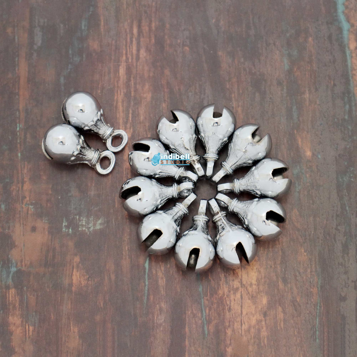 6 Royal Brass Jingle Sleigh Bells, Traditional Indian Chariot Bells in