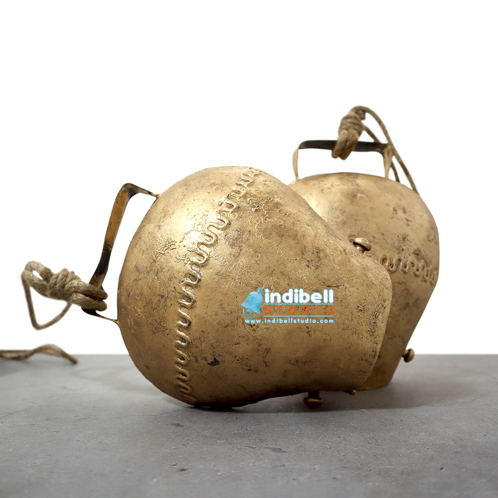Jumbo Oversized Rustic Swiss Cow Bells on Rope