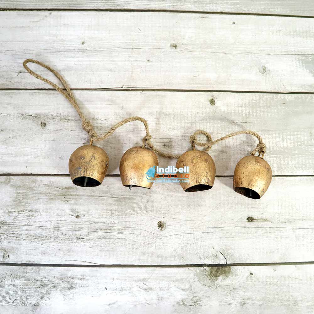 String of Large Rustic Mongolian Bells, Melodious 3 inch bells