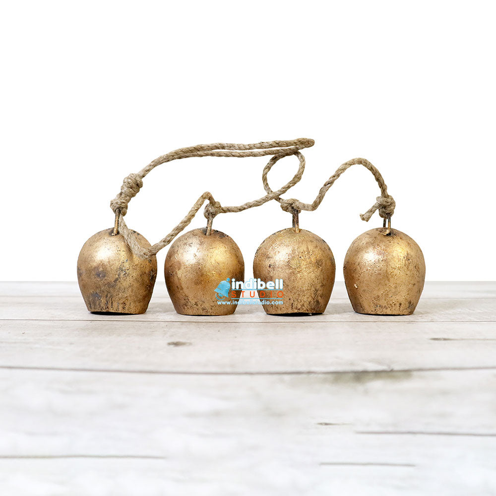 String of Large Rustic Mongolian Bells, Melodious 3 inch bells