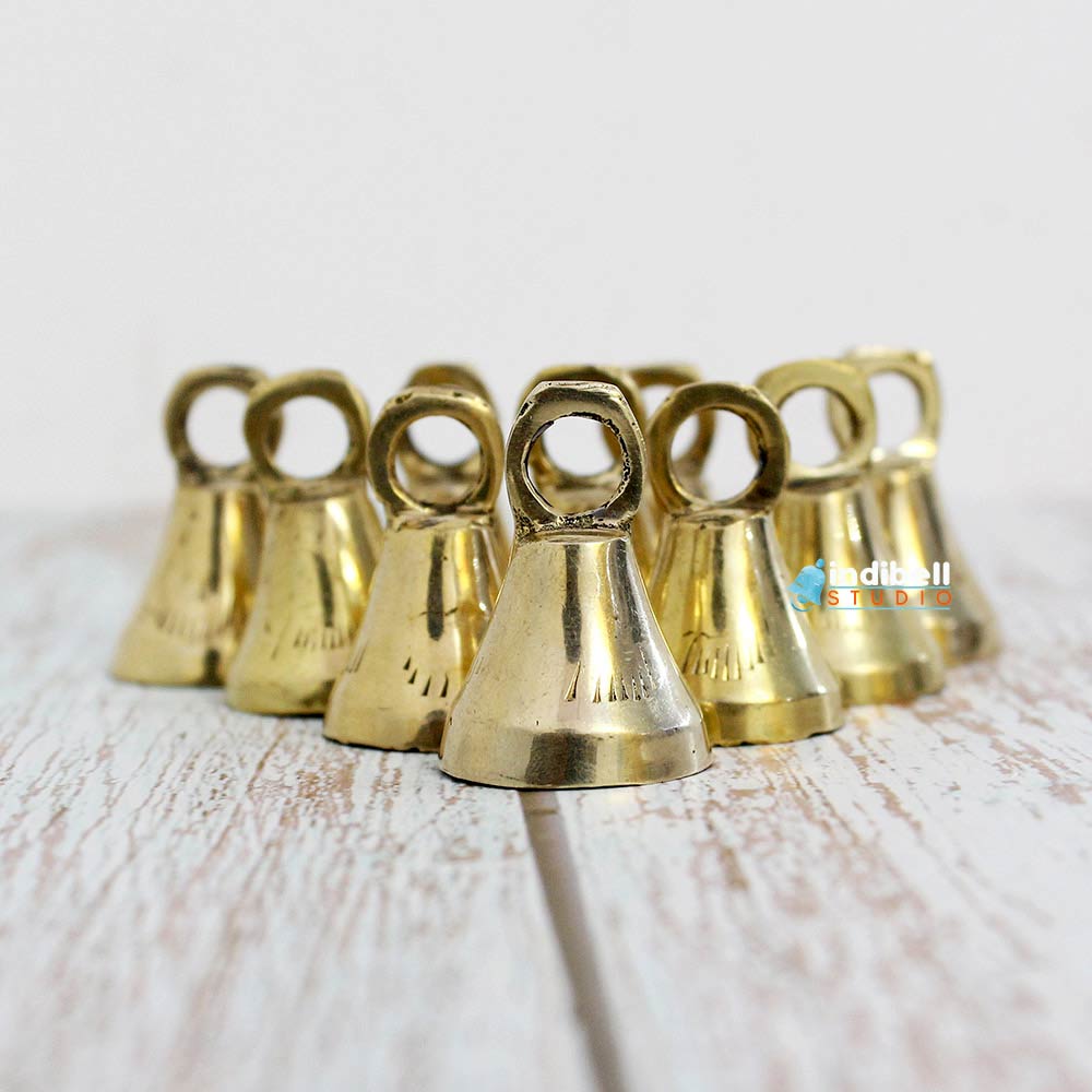 Hand Crafted Brass Bells Copper Plated Mini Hanging Bells for Ornament