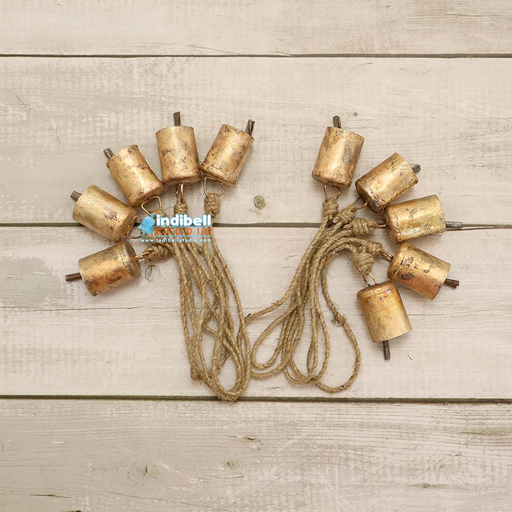 Rustic Golden Vintage Wedding Cow Bells, 2 Inch Tube Mug Bells