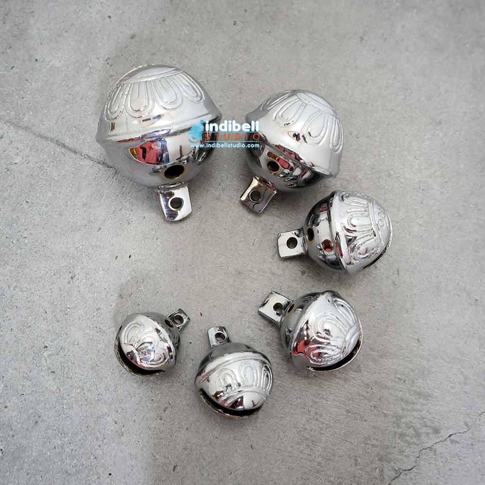 6 Silver Brass Sleigh Bells Set, Graded Bells for Christmas Gifts for