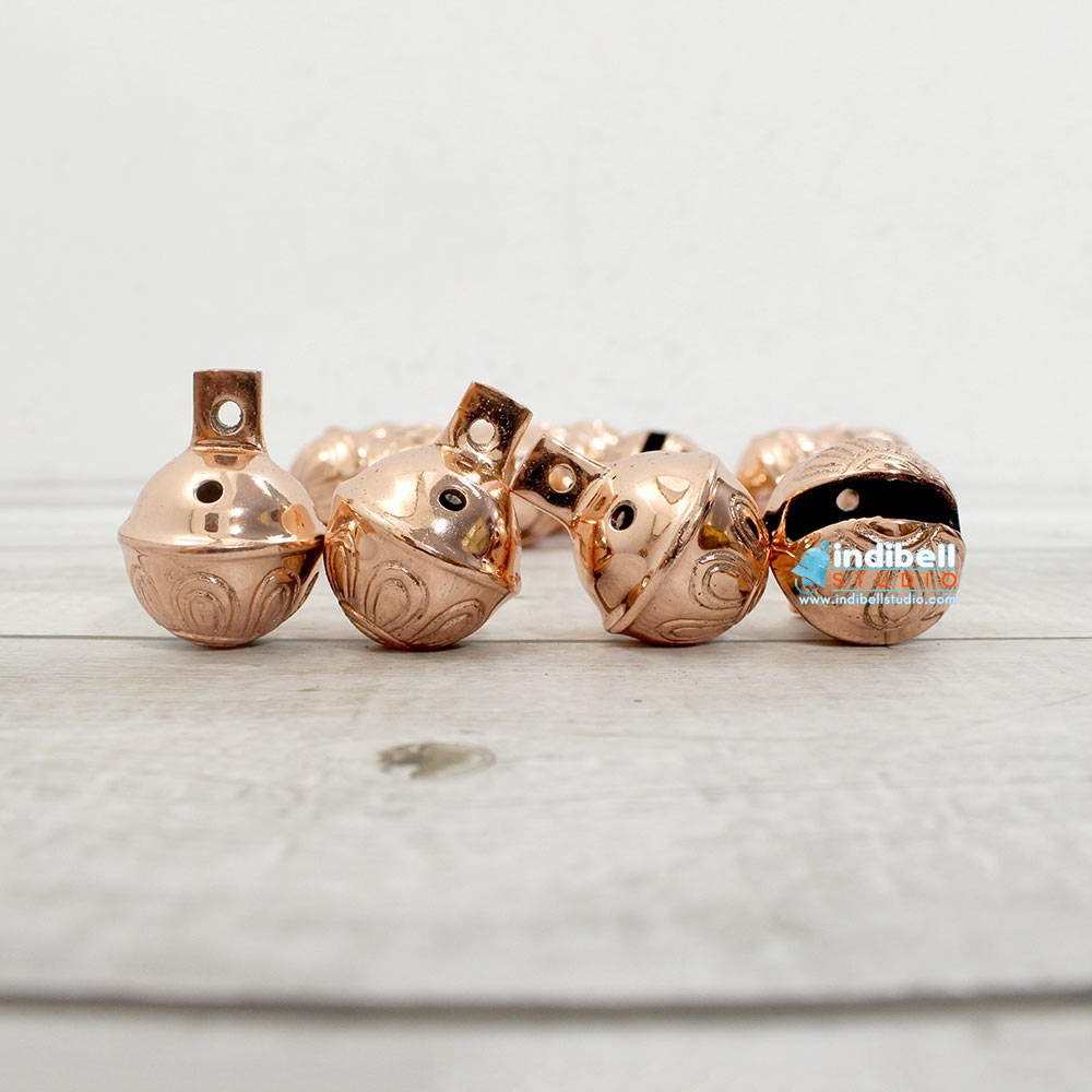Rose Gold Brass Vintage Sleigh Bells, Santa Sleigh Bell, 45 mm (H) 35