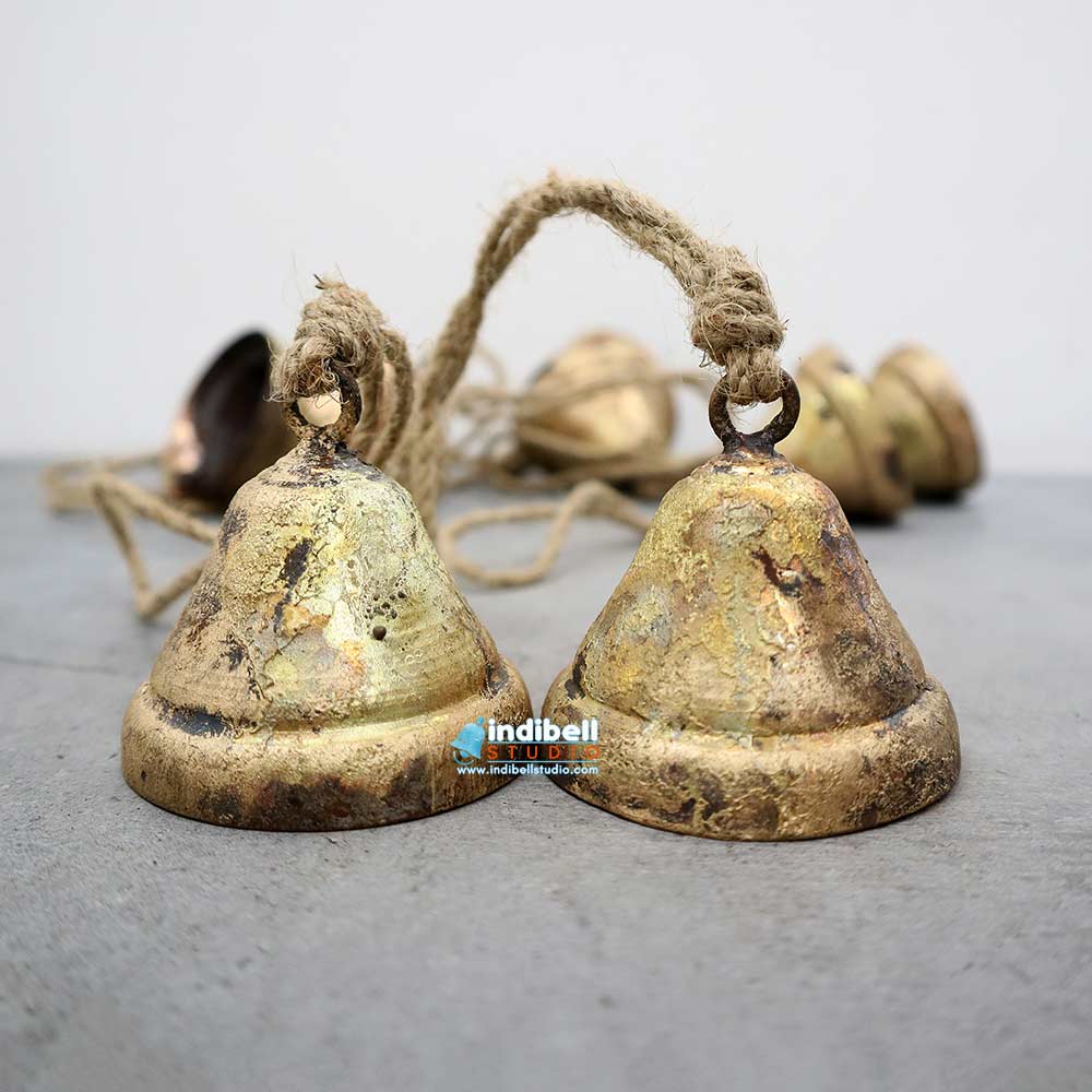 8 Rustic Liberty Bell, Garden Backyard Decor Hanging Bells On Rope, Pa