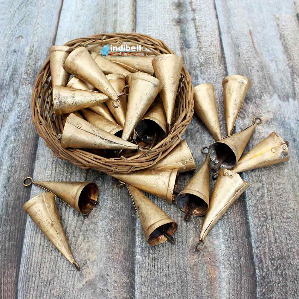 25 Rustic Farmhouse Decor Cone Bells 3 Inch Triangular Iron Tin Recycl ...