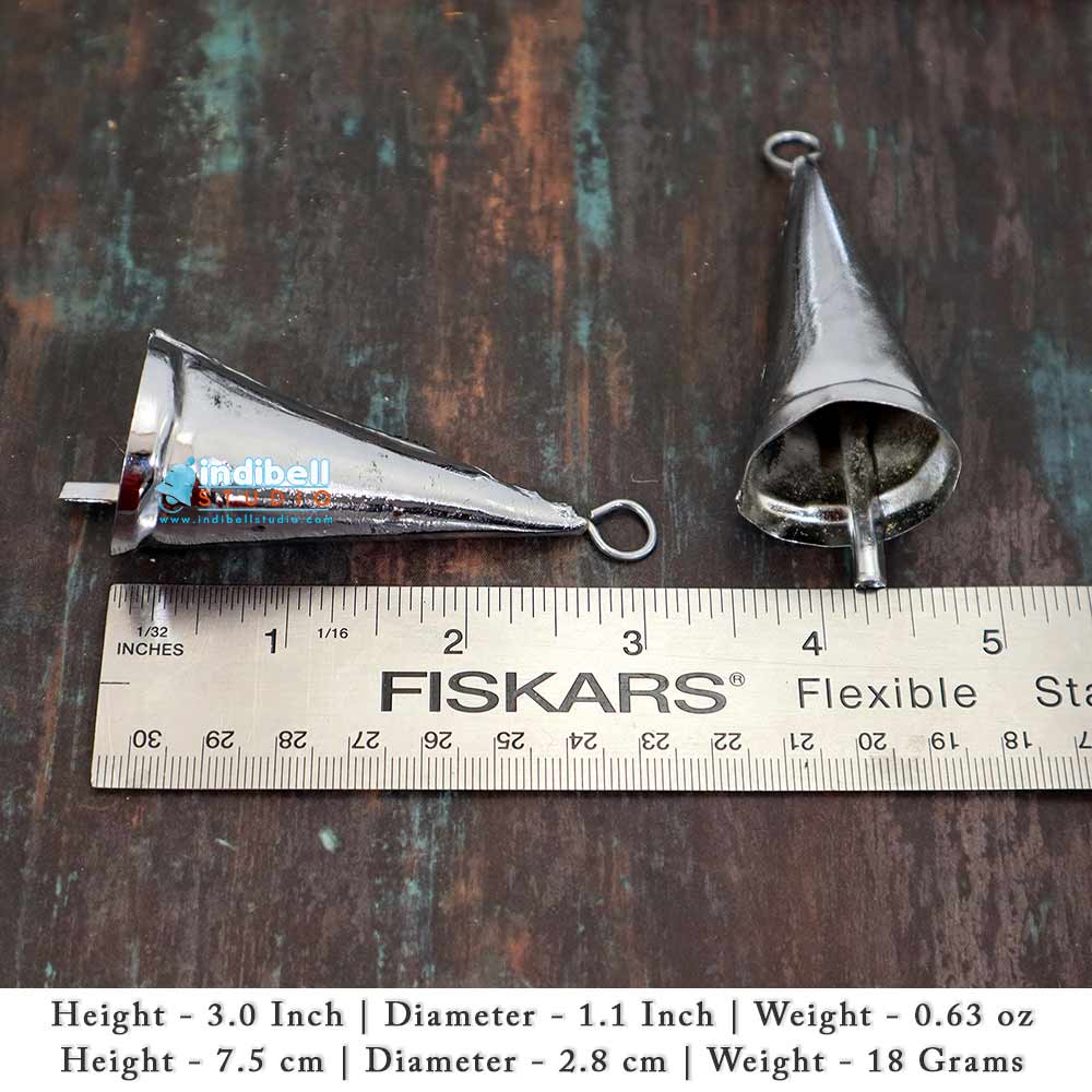 Bulk Silver Wedding Outdoor Cone Bells, Crafting bells for Christmas C