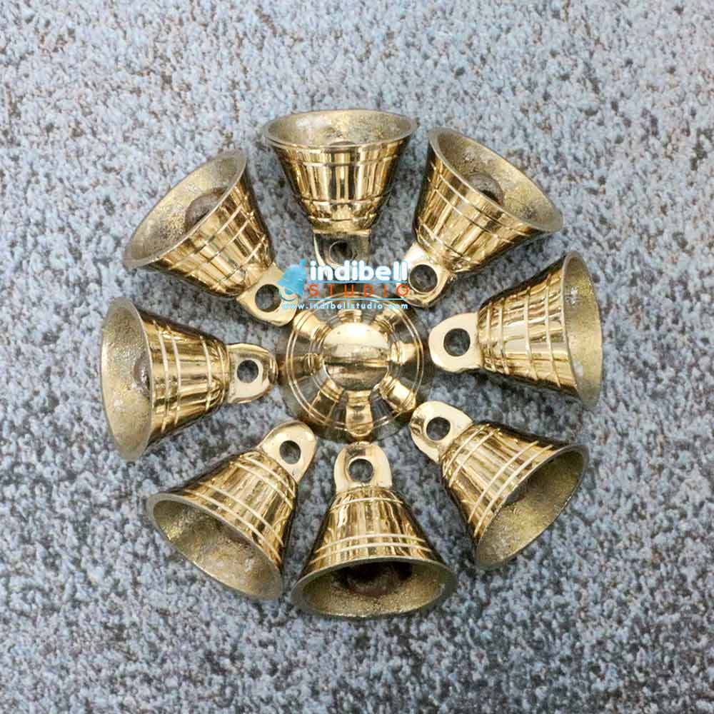 Small Decorative Hanging Brass Temple Bells Indian Tanjori Bell