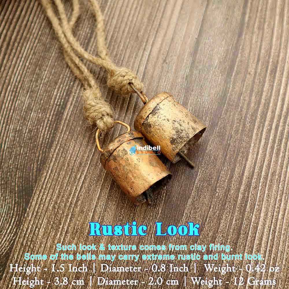 Rustic Cylindrical Mug Cow Bells with Rope, Multipurpose Decorative Ha