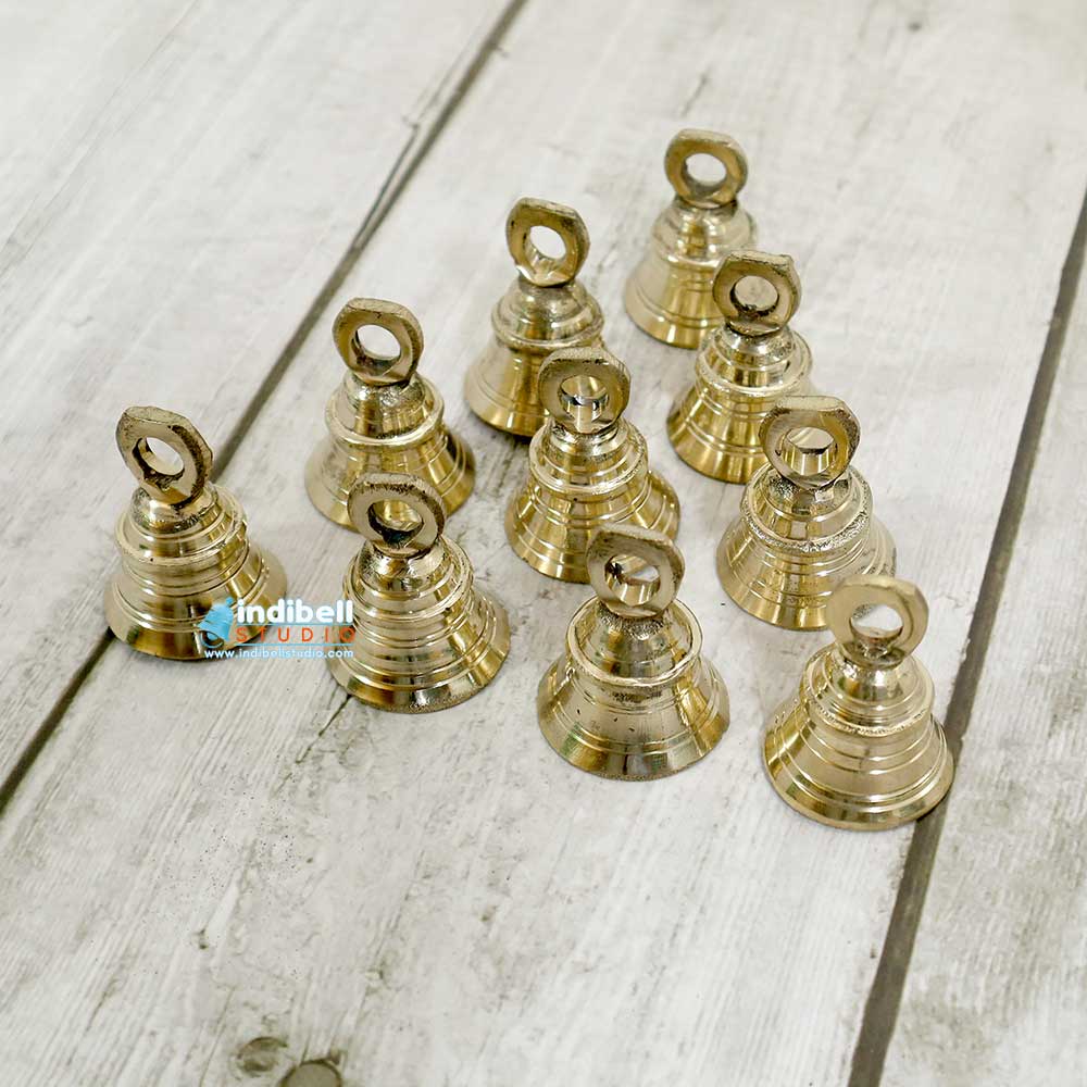 Tanjori Golden Temple Bells, Small Re-vibrance Brass Decorative Hangin ...