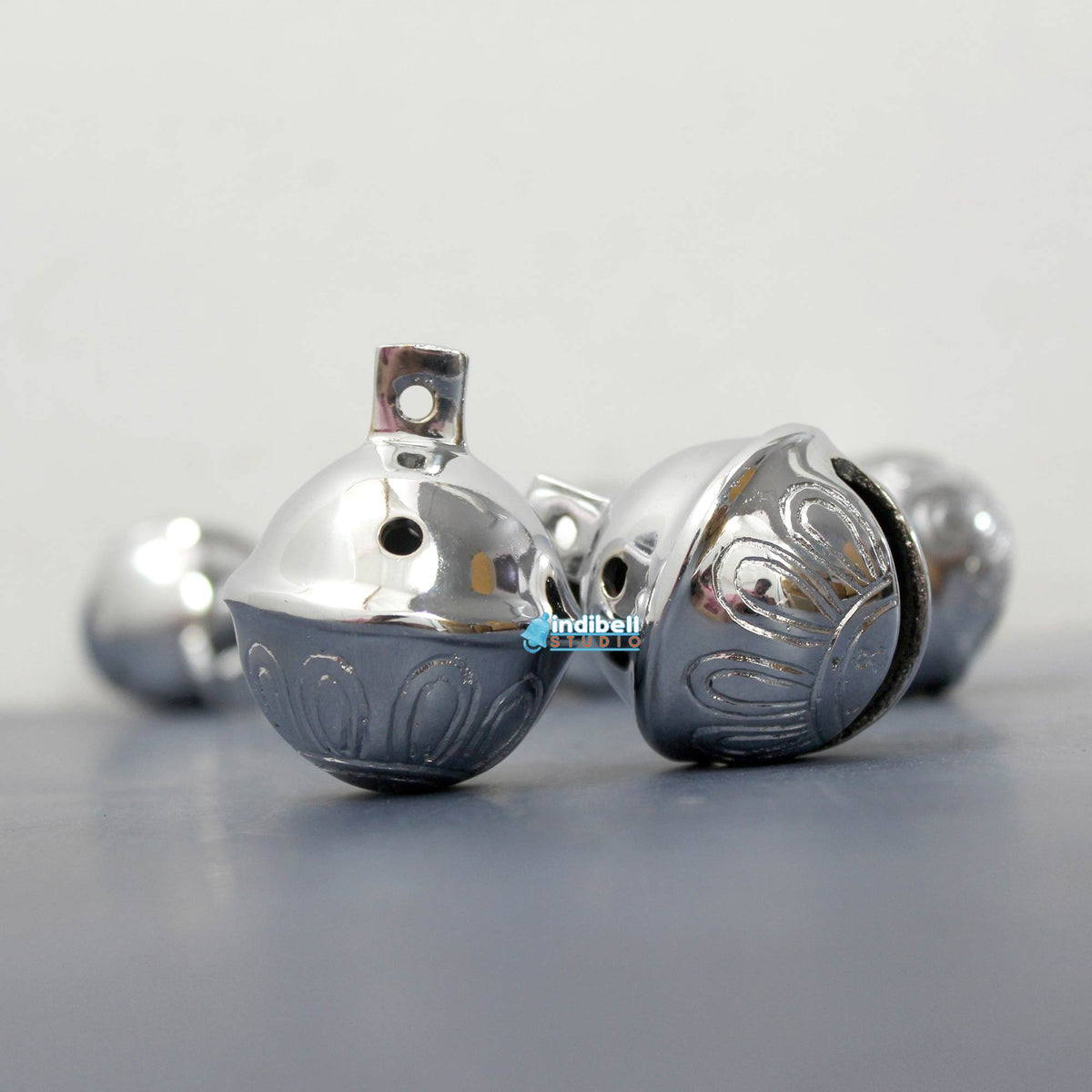 2 Large Silver Polar Express Brass Sleigh Bells, 55 mm Height, 45 mm D