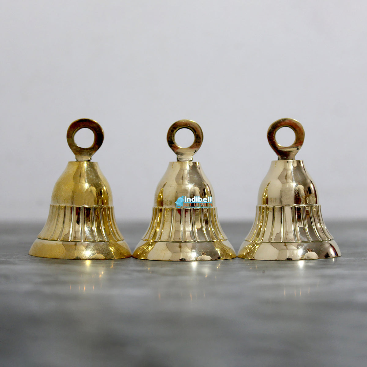 Victorian Handmade Carved Brass Bells, Tall Design, Gold Finish, Sweet
