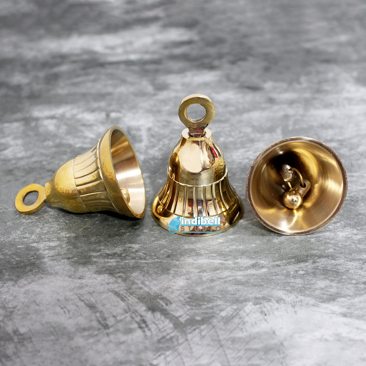 Victorian Handmade Carved Brass Bells, Tall Design, Gold Finish, Sweet